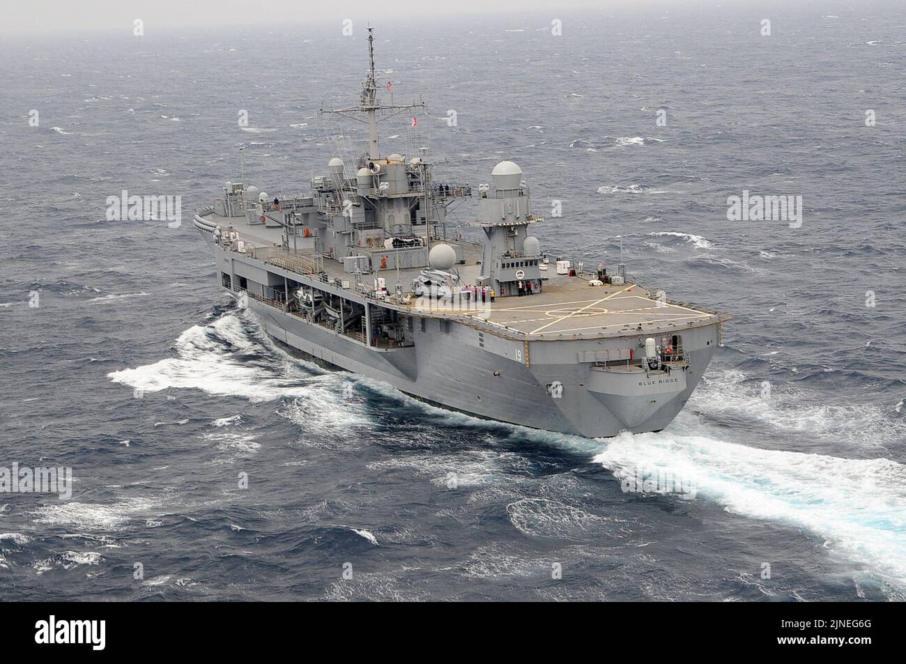 The command ship USS Blue Ridge (LCC 19) transits the South China Sea ...