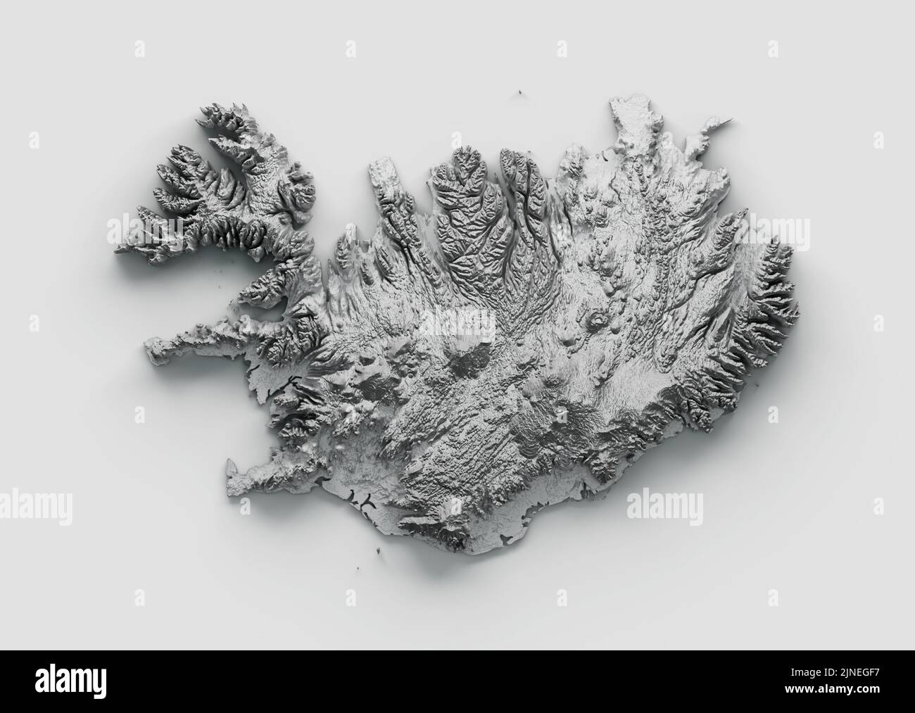 A 3D rendering of the Iceland Map showing the relief of the country on ...