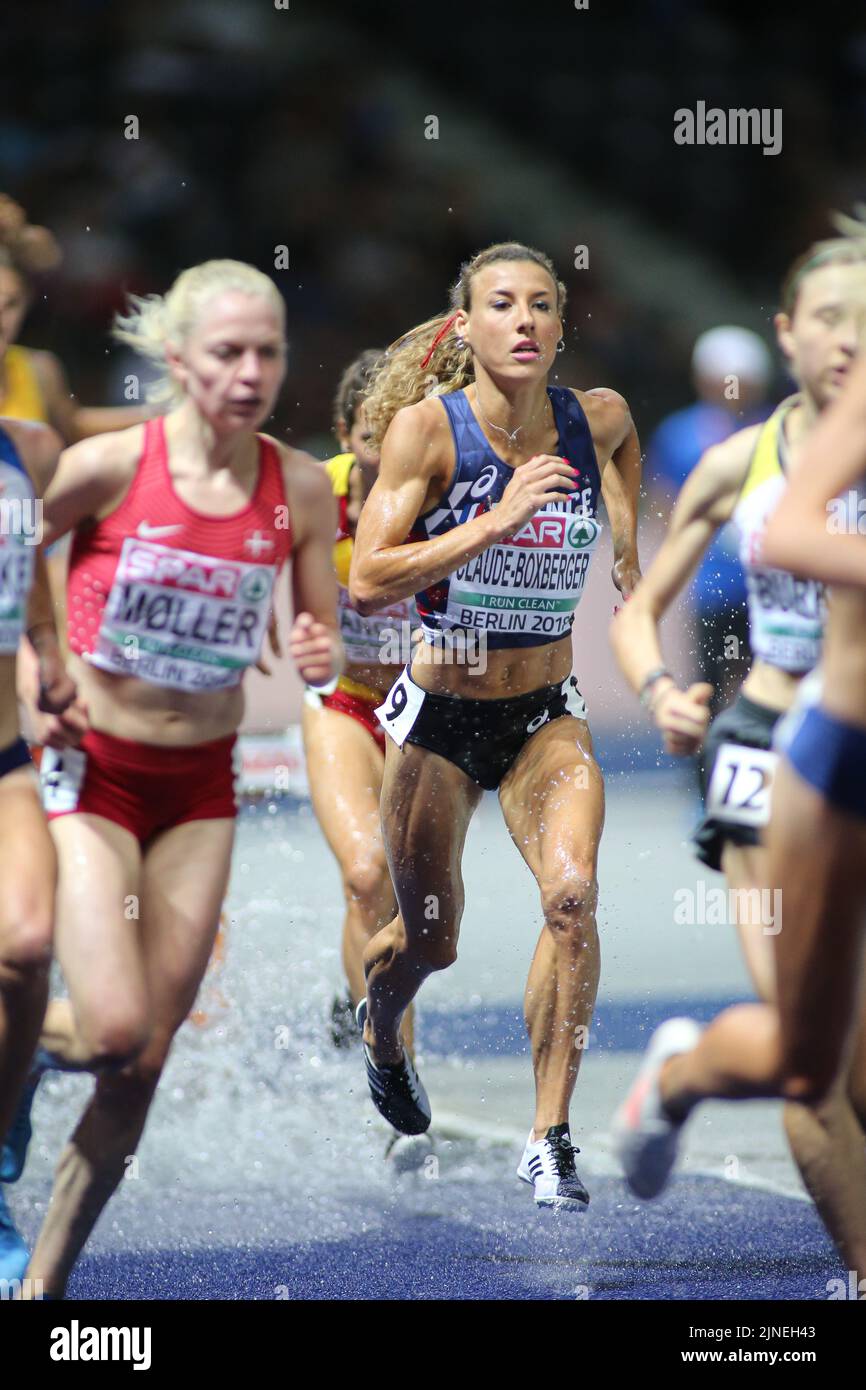 Ophelie Claude-Boxberger participating in the 3000 meter steeplechase ...
