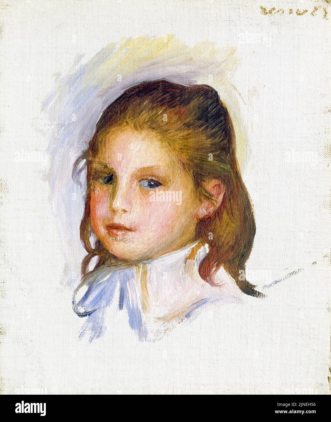 Pierre Auguste Renoir, Child with Brown Hair, painting in oil on canvas ...