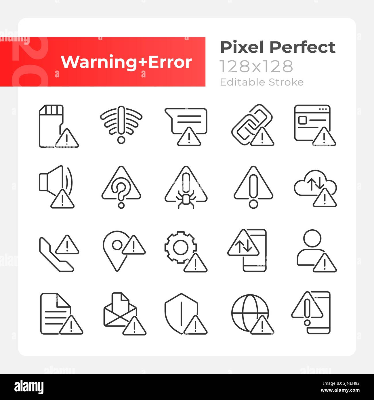 Warning signals pixel perfect linear icons set Stock Vector Image & Art ... Warning signals pixel perfect linear icons set Stock Vector Image & Art ...