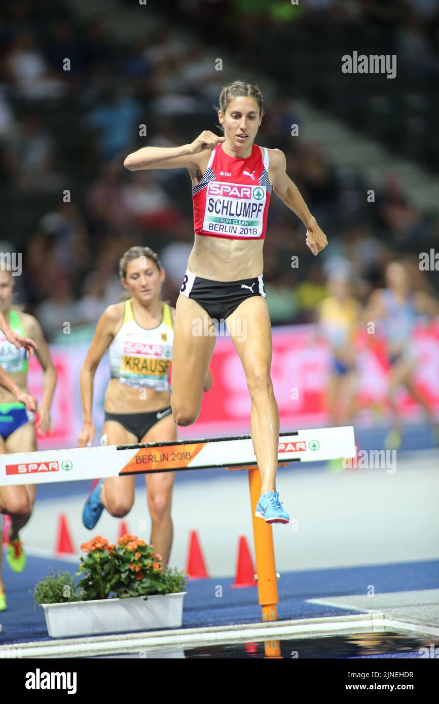 Fabienne Schlumpf participating in the 3000 meter steeplechase at the ...