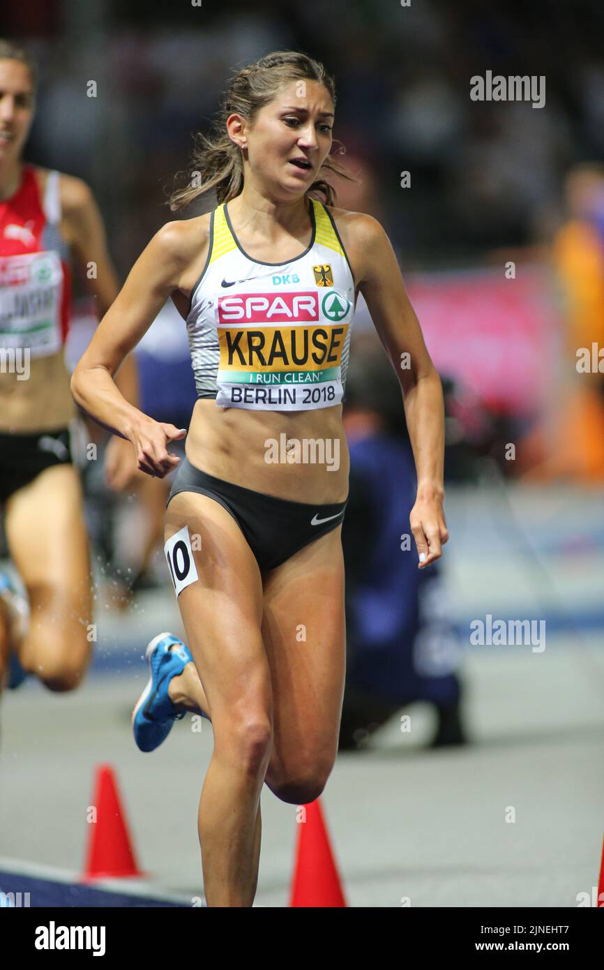 Gesa Krause participating in the 3000 meter steeplechase at the European Athletics Championships ...