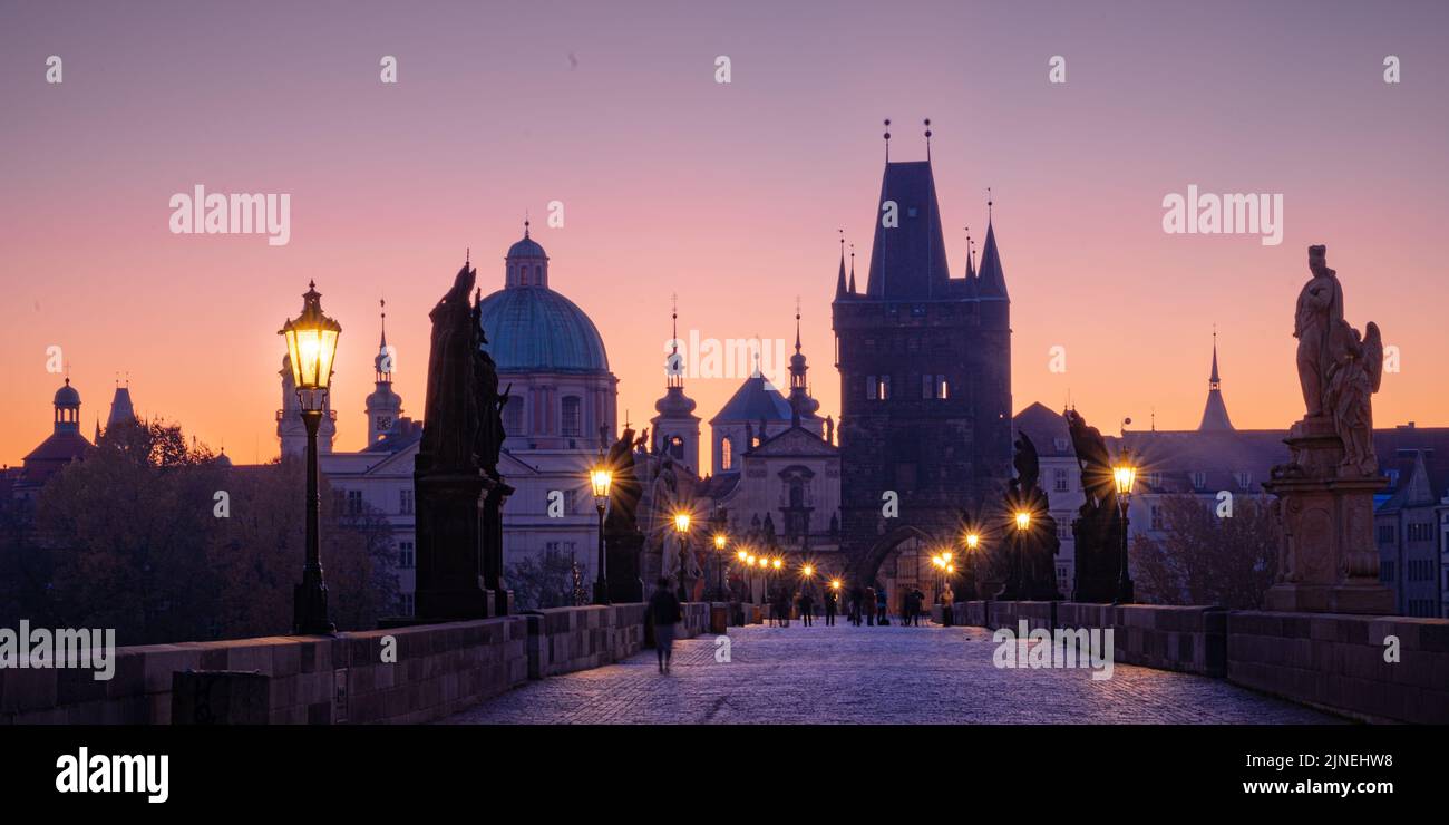 The Charles Bridge, a medieval stone arch bridge that crosses the ...