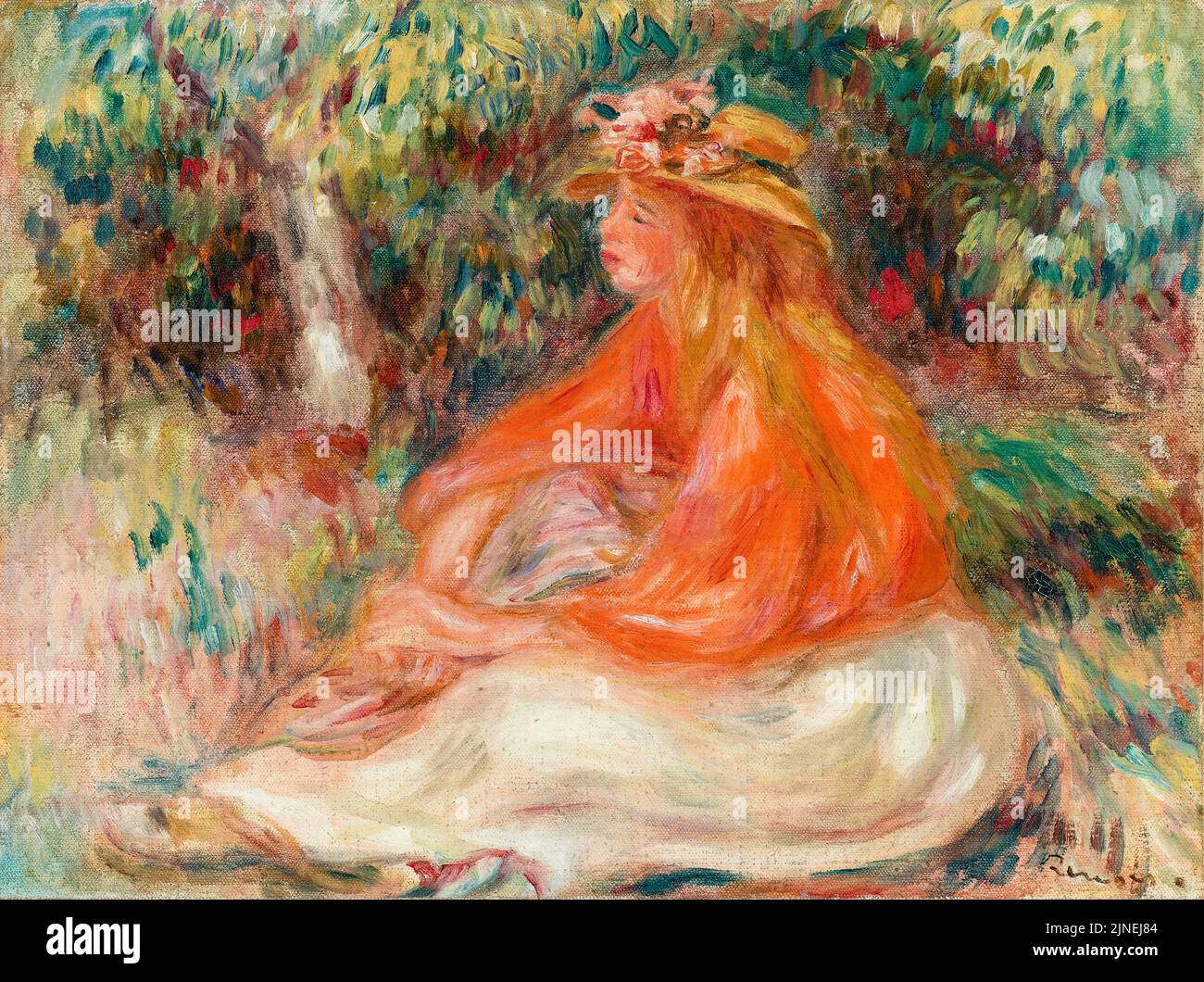 Pierre Auguste Renoir, Seated Woman, painting in oil on canvas, circa ...