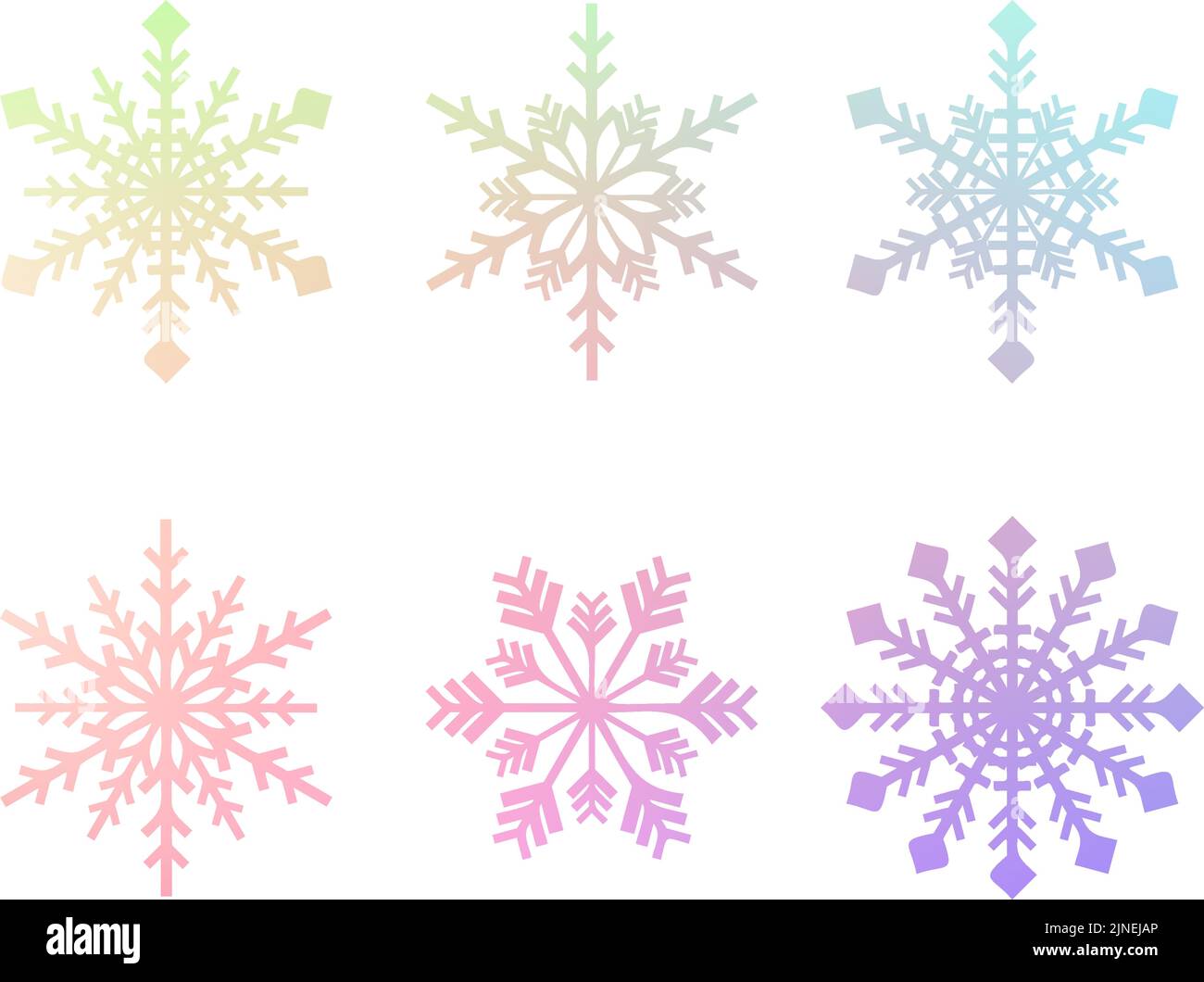 Rainbow colored snowflake set, silhouette material Stock Vector Image ...