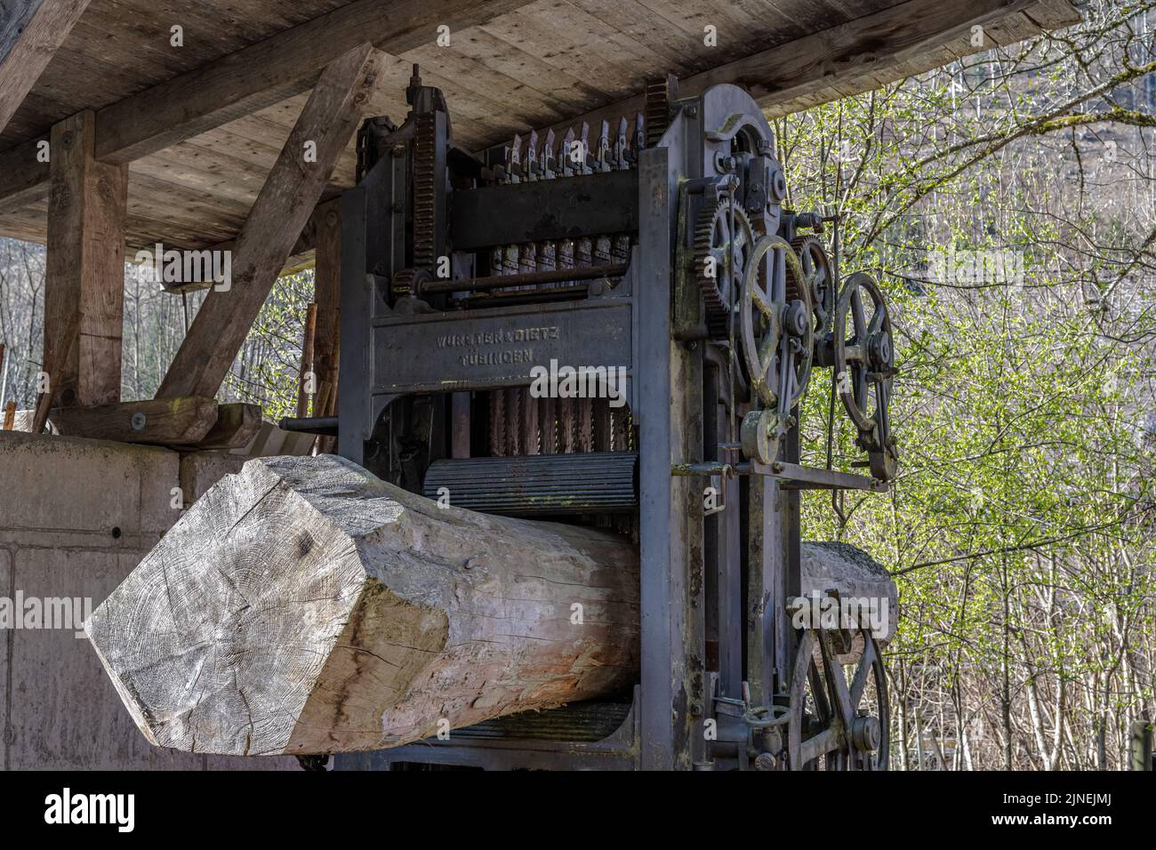 Plank sawing machine, Hofgut Sternen, Black Forest Stock Photo - Alamy