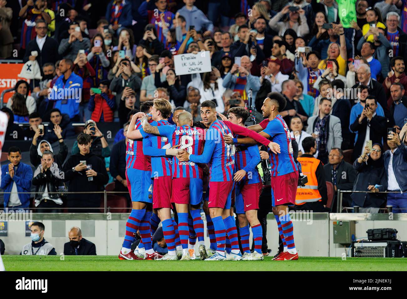 BARCELONA - MAY 1: Barcelona players celebrate after scoring a goal at ...