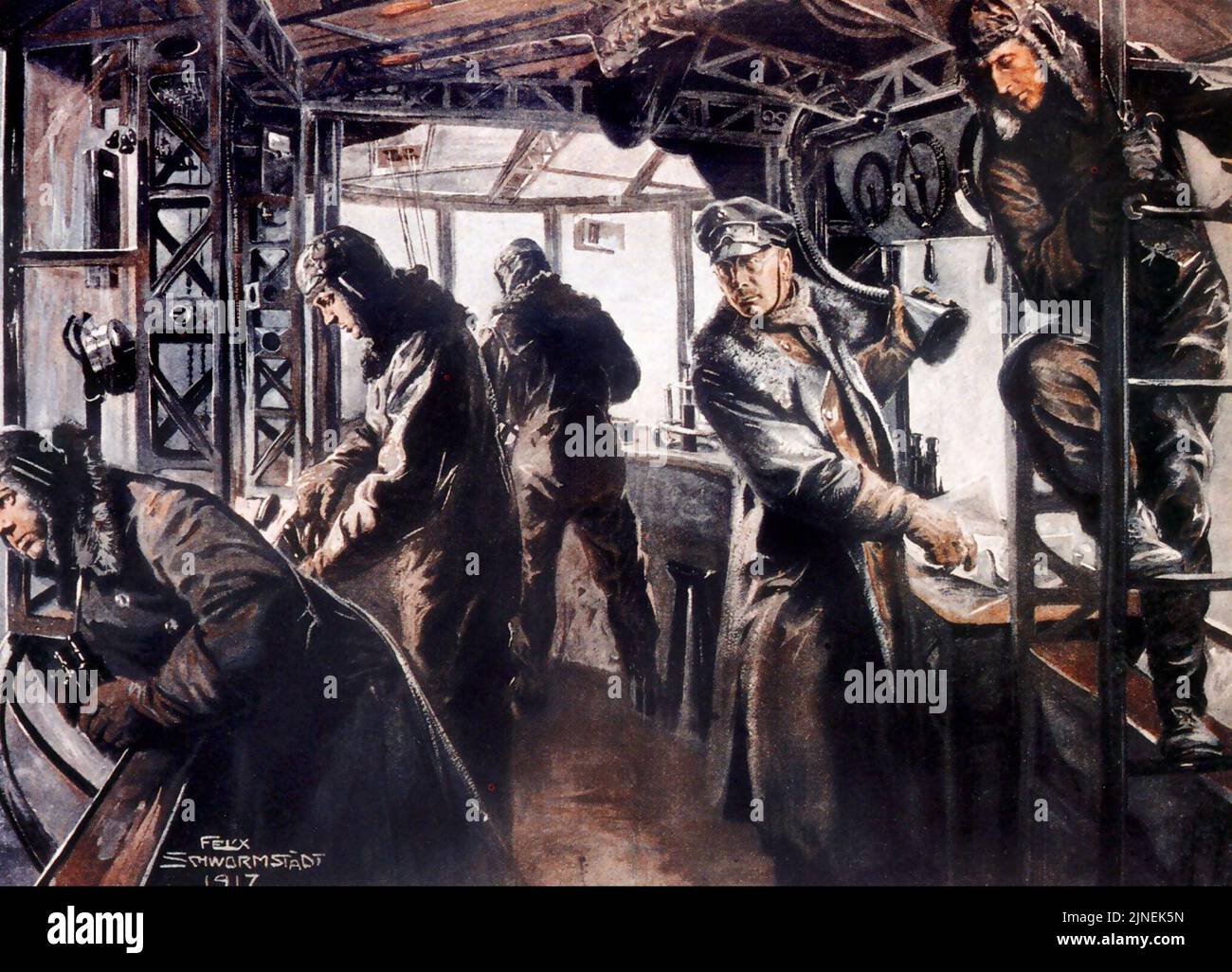 The control room of Zeppelin LZ 38 by Felix Schwormstädt Stock Photo ...