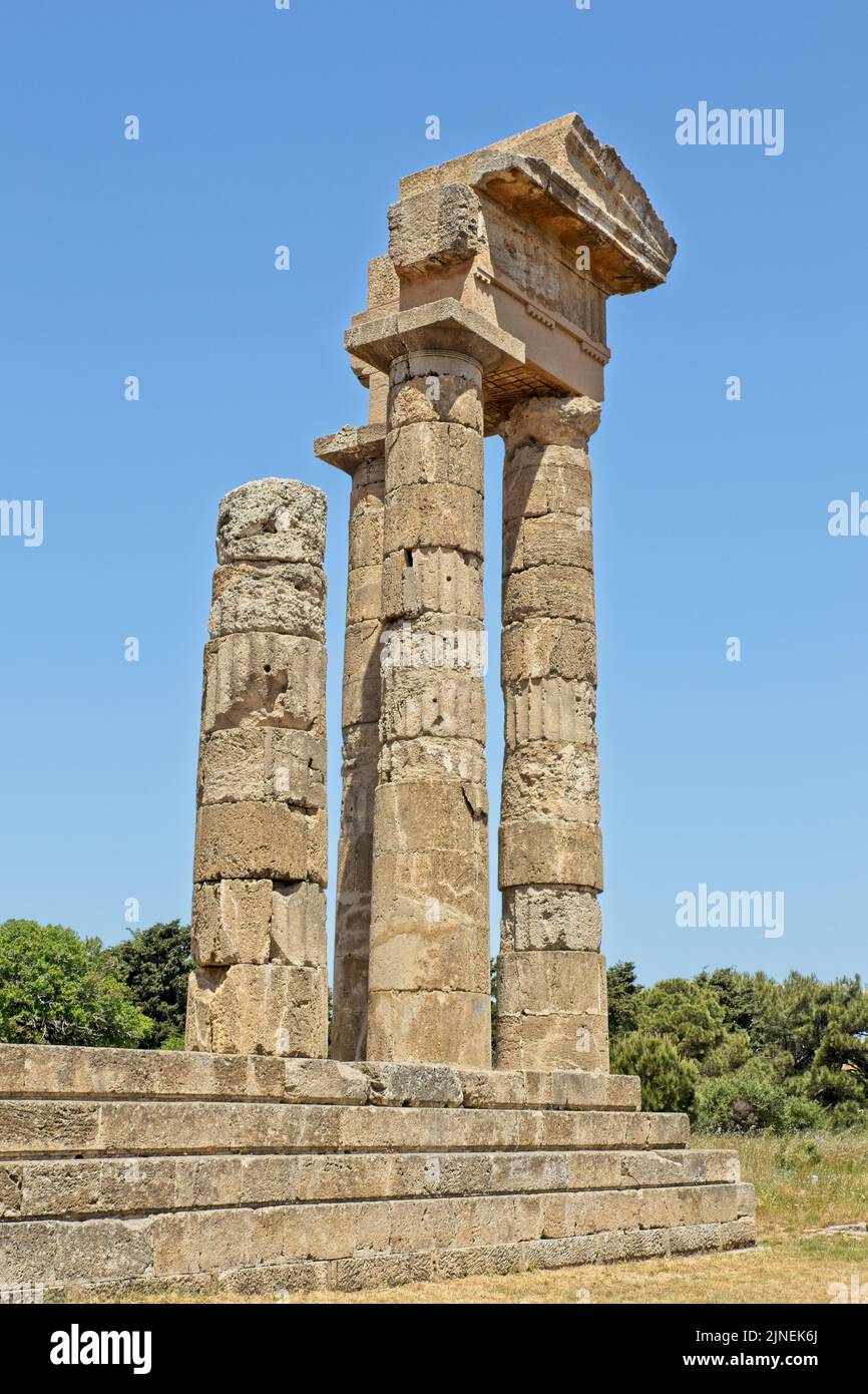 Apollo temple ruins at Acropolis of Rhodes, Greece Stock Photo - Alamy