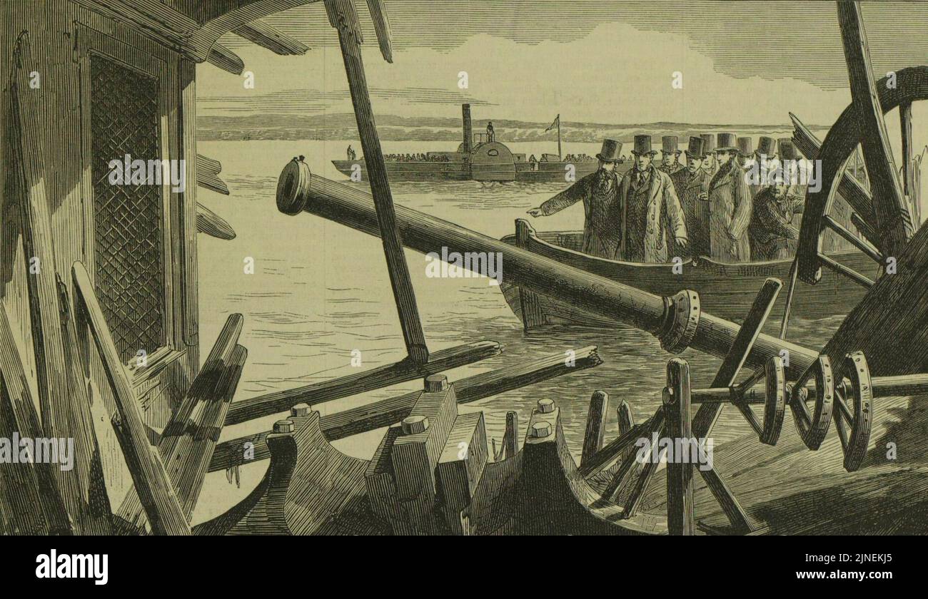 The Coroner's Jury visiting the wreck - sketched from the engine-room ...