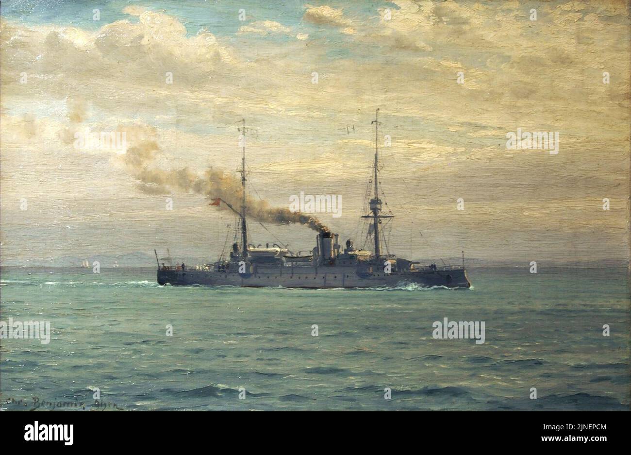 The cruiser HEIMDAL by Christian Benjamin Olsen 1915 Stock Photo - Alamy