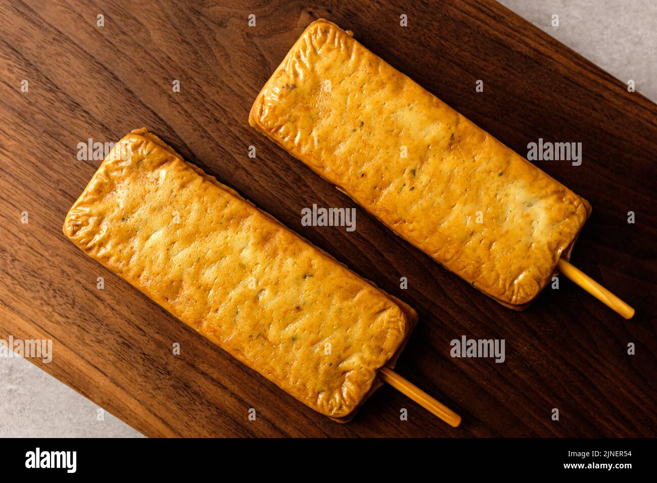 Fish cake skewers made with fish and vegetables Stock Photo - Alamy
