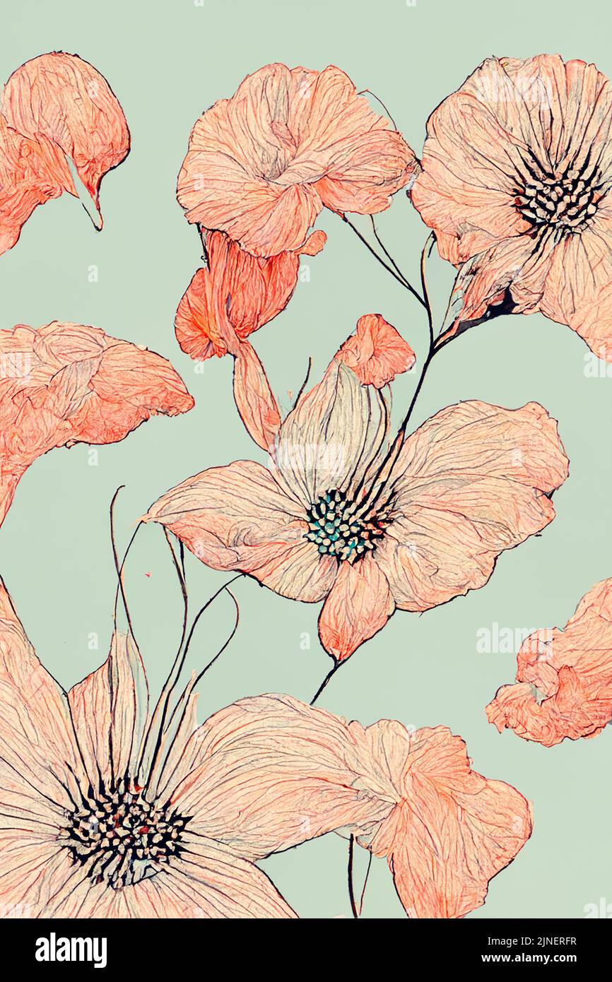 A vertical painting of the colorful flowers Stock Photo - Alamy