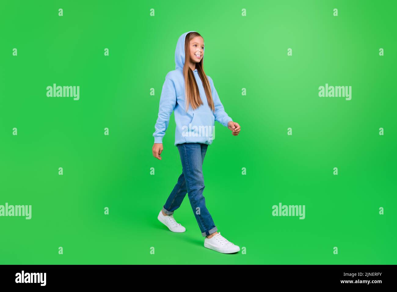 Full body photo of pretty small girl walking shopping sales poster ...