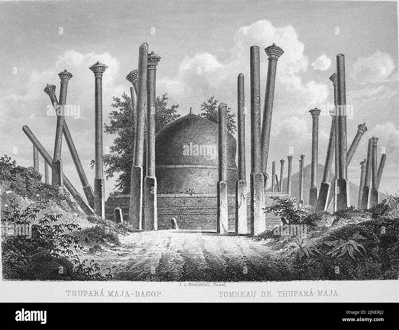 The dagoba of ''Thupa Ramaja'' near Anuradhapura, in a steel engraving ...