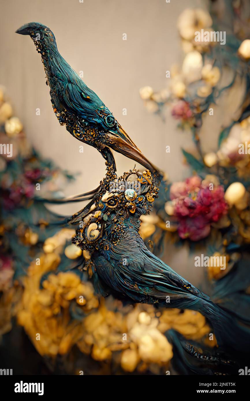 A vertical painting of a peacock Stock Photo - Alamy