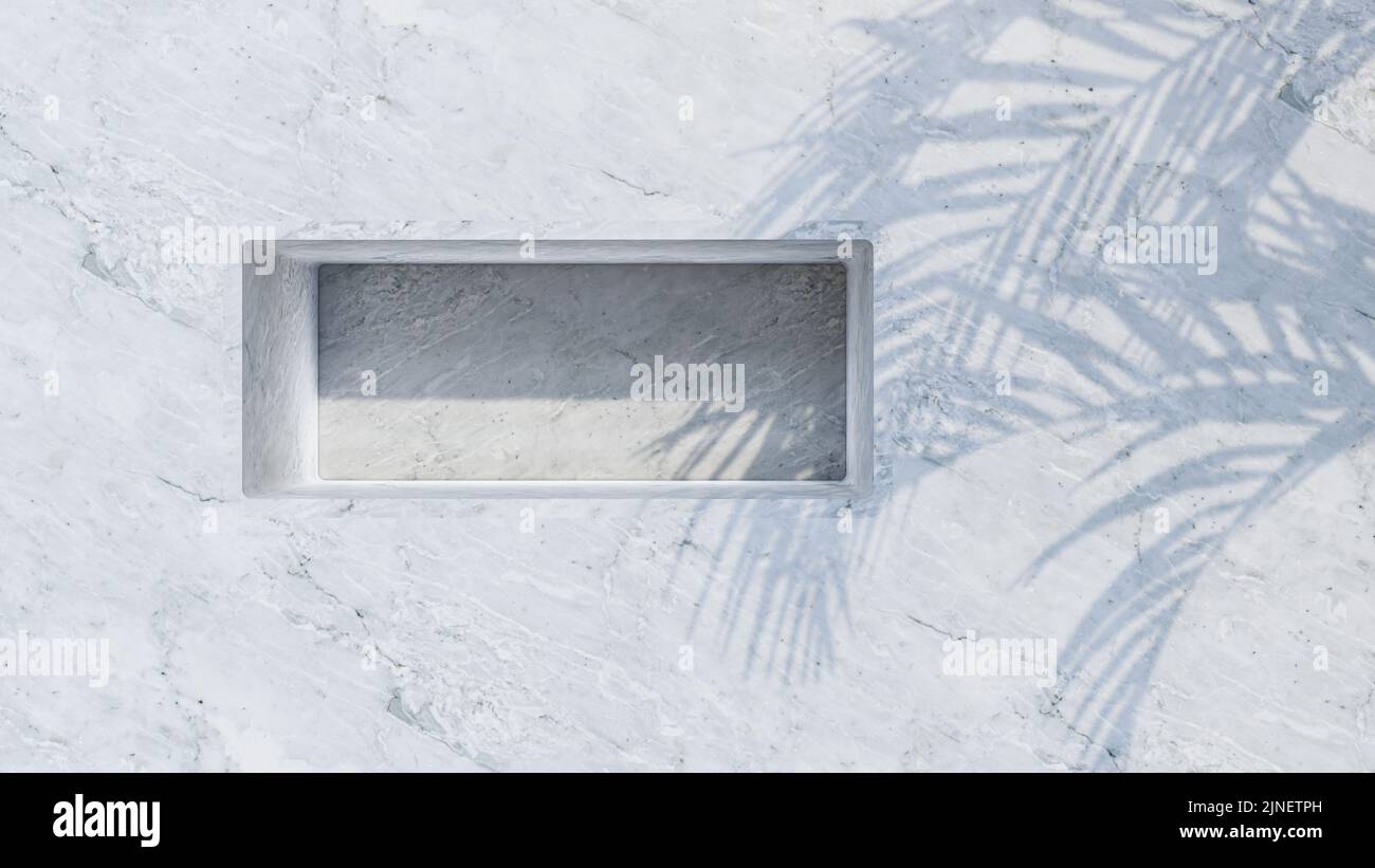 A 3d rendering image of white marble product display on white marble ...
