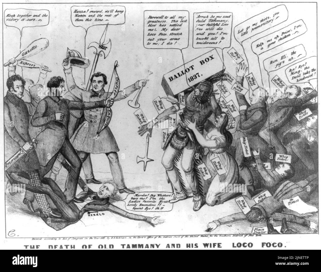 The death of old Tammany and his wife Loco Foco Stock Photo - Alamy