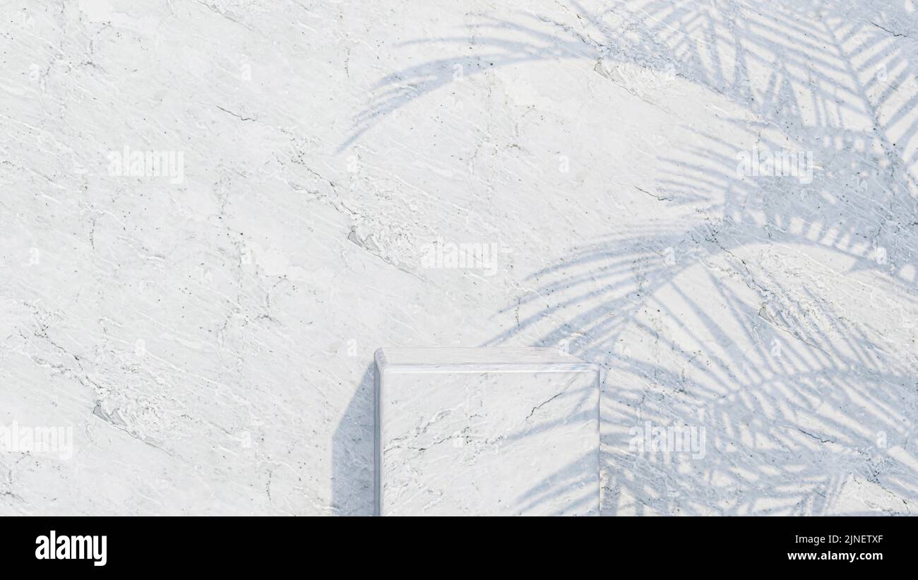 A 3d rendering image of white marble product display on white marble ...