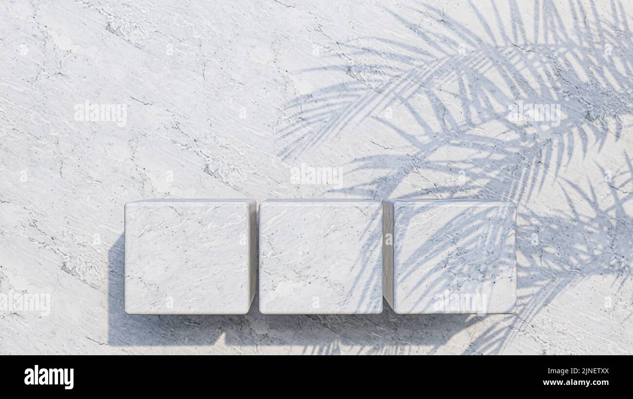 A 3d rendering image of white marble product display on white marble ...