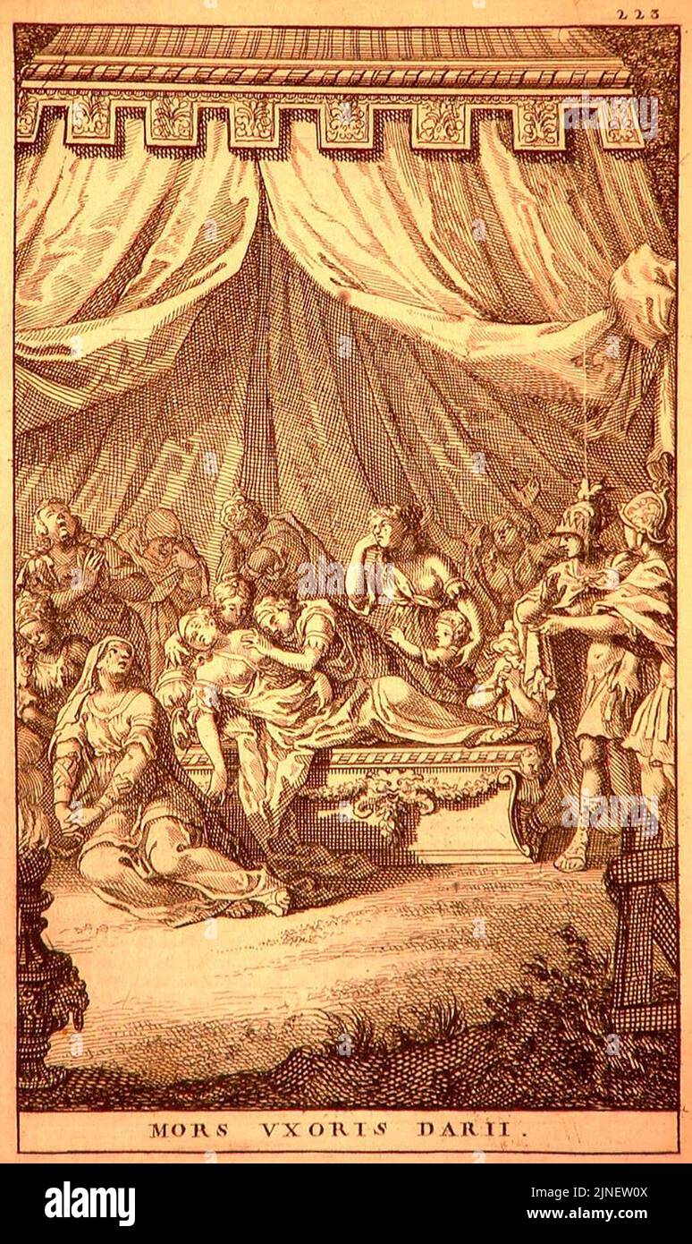 The death through illness of Statira, the wife of Darius (1696 Stock ...