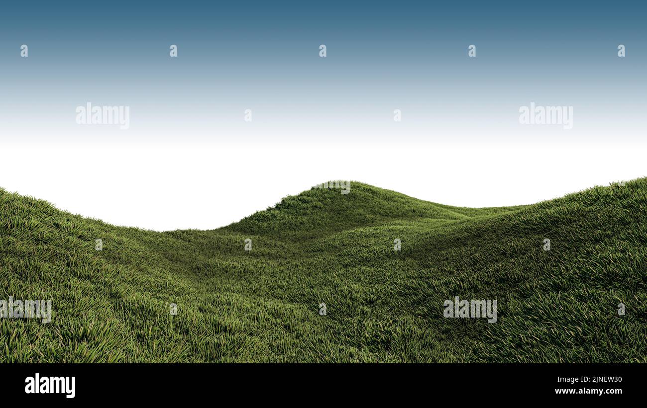 3d rendering of grassed hill nature scenery Premium Psd Stock Photo - Alamy