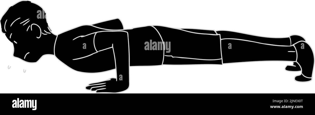 Monochrome person material: men, training, push-ups Stock Vector Image ...