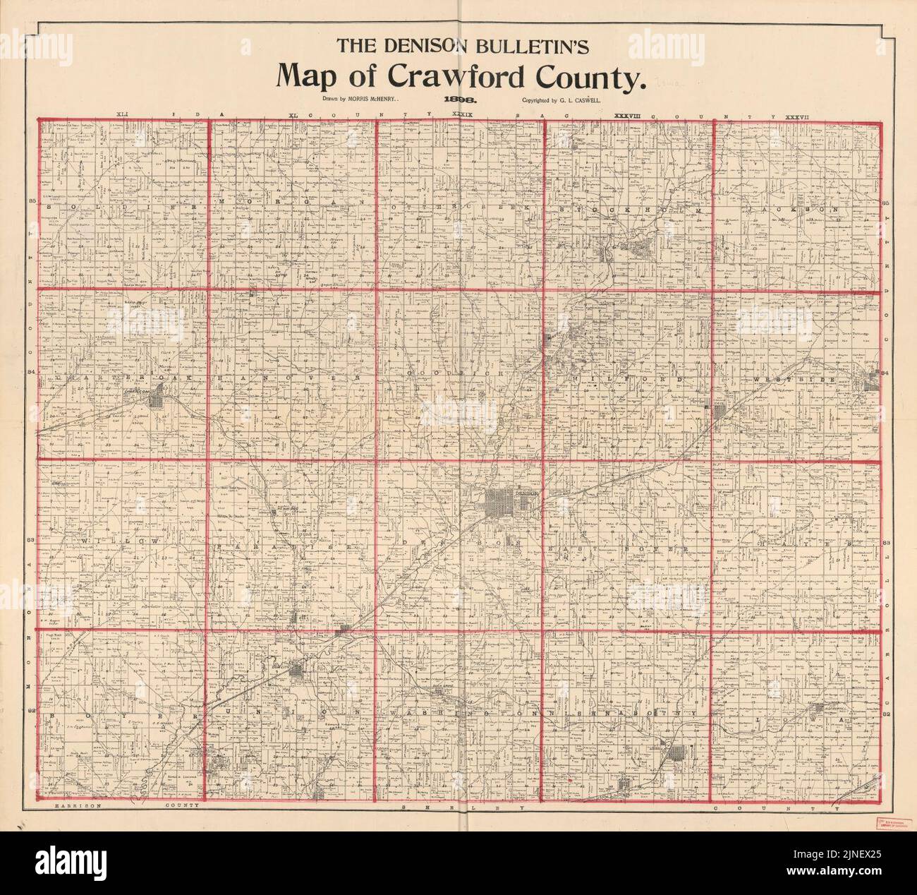 The Denison Bulletin's map of Crawford County Stock Photo - Alamy