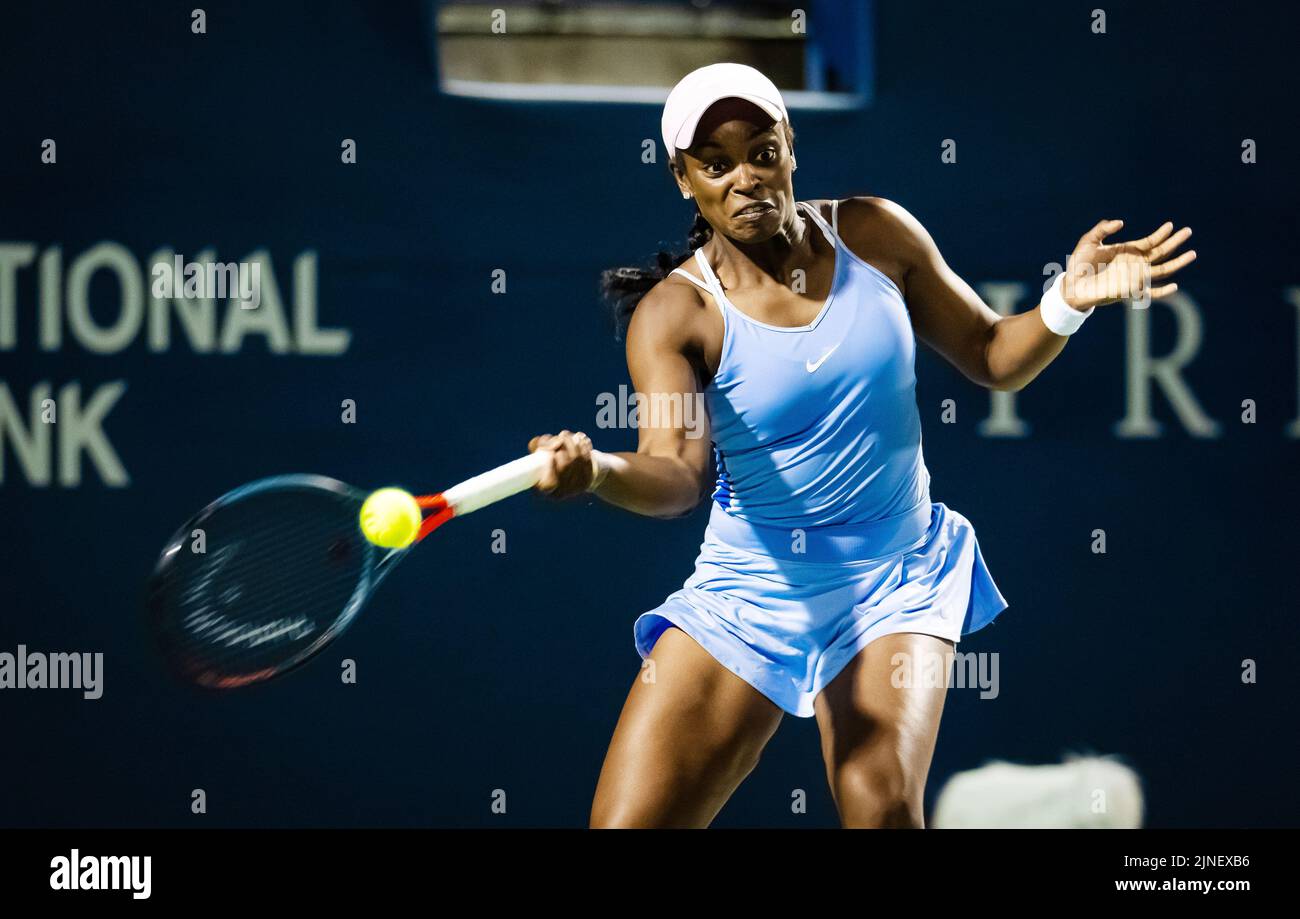Sloane Stephens of the United States in action against Maria Sakkari of ...