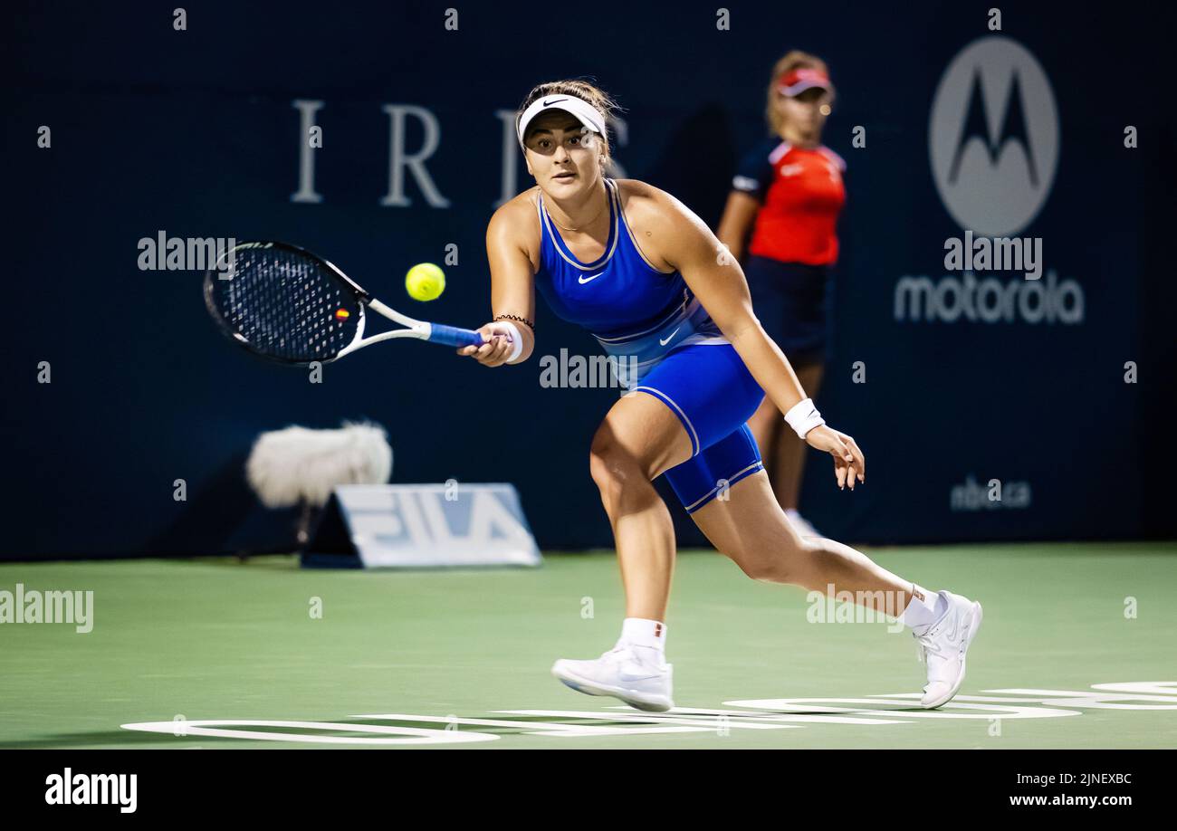 Bianca Andreescu of Canada in action against Daria Kasatkina of Russia ...