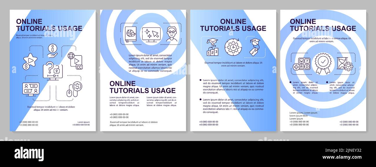 Online Tutorials Usage Blue Gradient Brochure Template Stock Vector