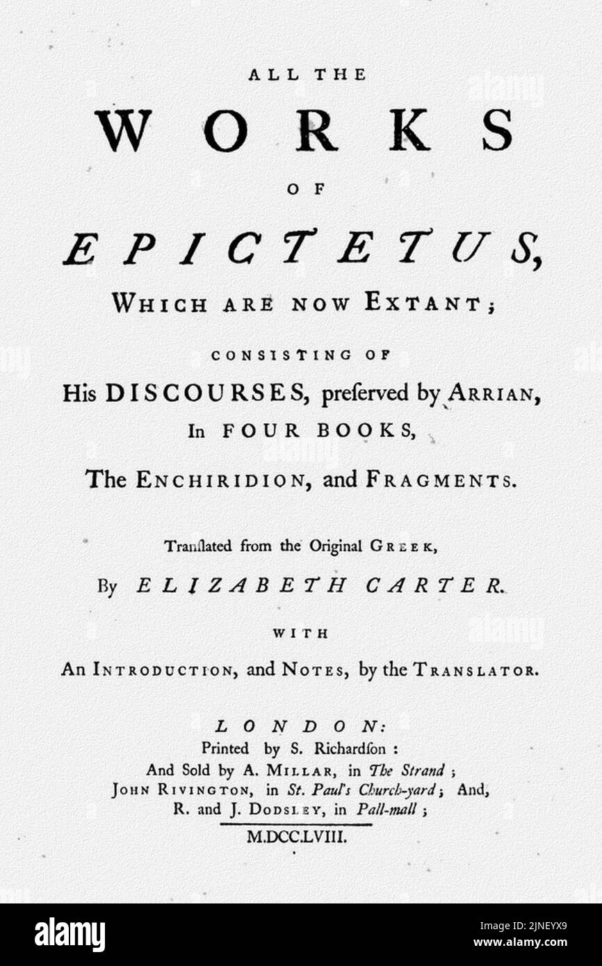 The Discourses of Epictetus - Elizabeth Carter - 1758 - title page ...