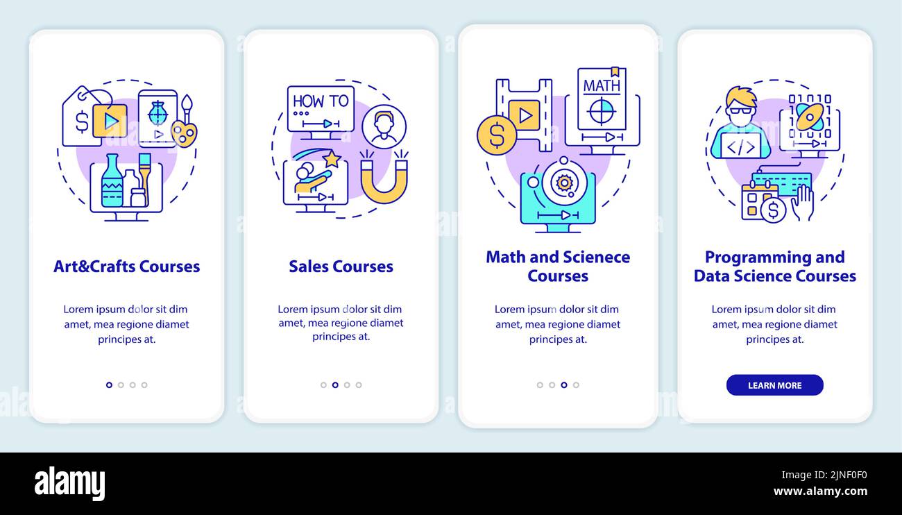 Online courses ideas onboarding mobile app screen Stock Vector Image ...