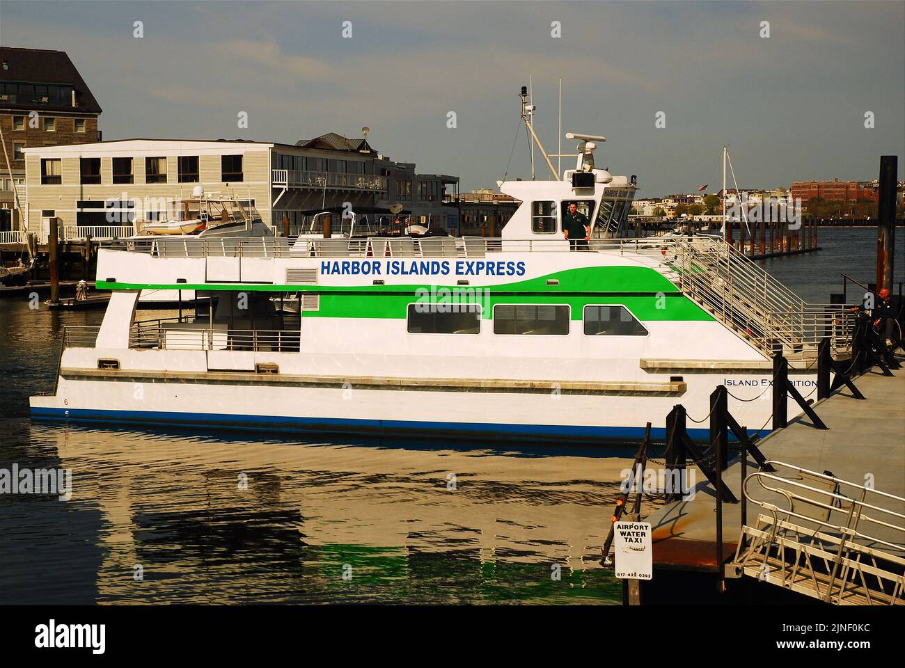 A ferry boat that takes visitors to the Boston Harbor Islands National ...