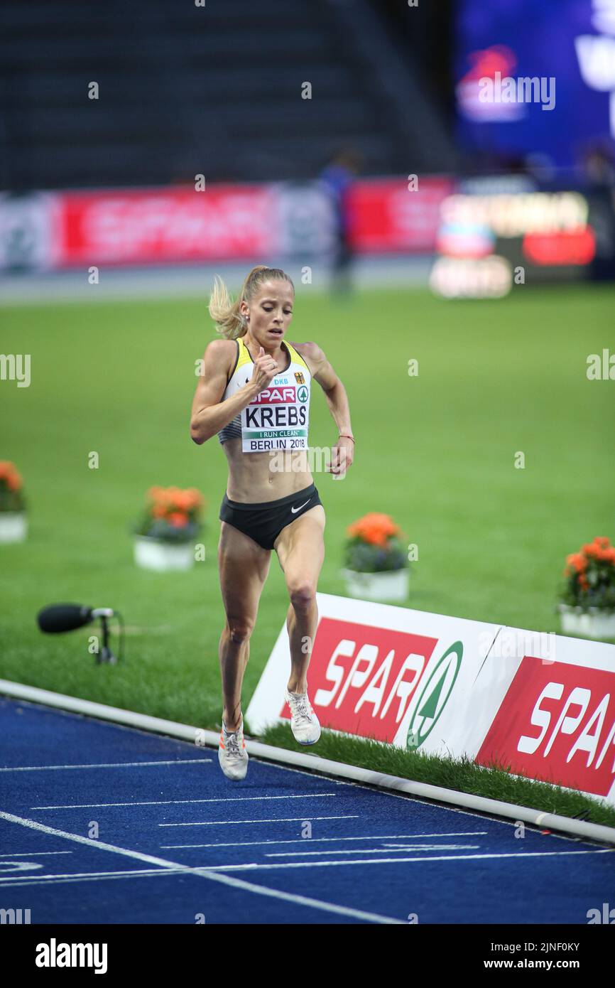 Denise Krebs running 5000 meters at the European Athletics ...