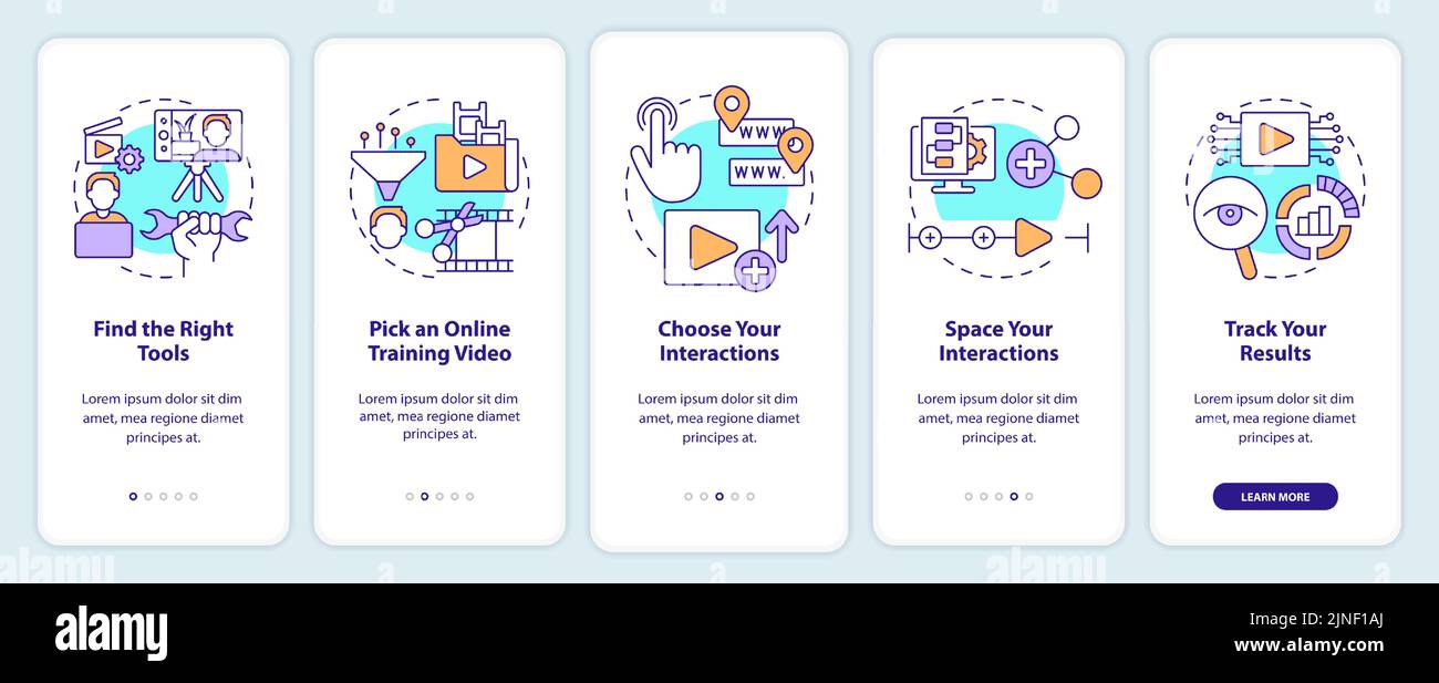 Creating educational video onboarding mobile app screen Stock Vector ...