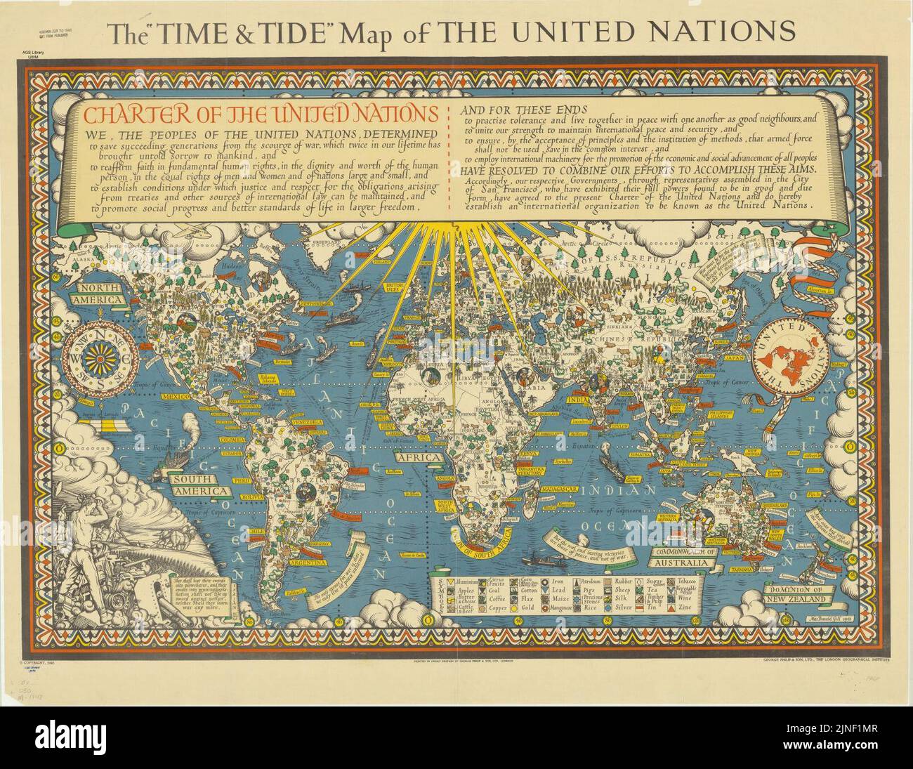 The ''Time and Tide'' Map of the United Nations Stock Photo - Alamy