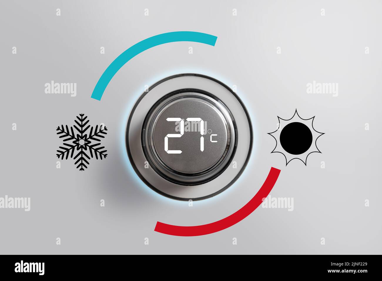 Air conditioning button at 27 degrees of temperature. Saving energy ...