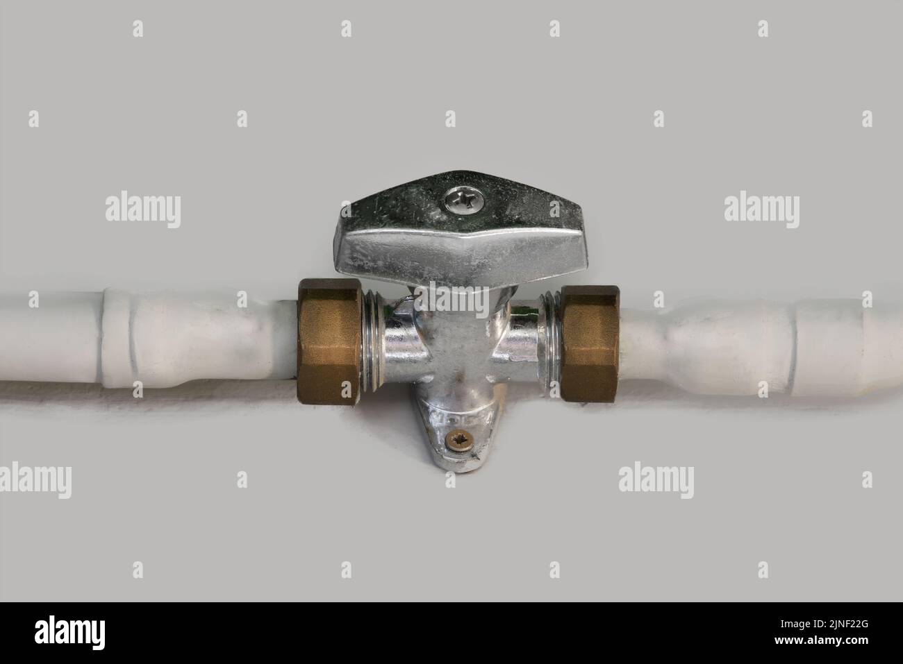 Gas piping with open stopcock. Access to natural gas reserves ...