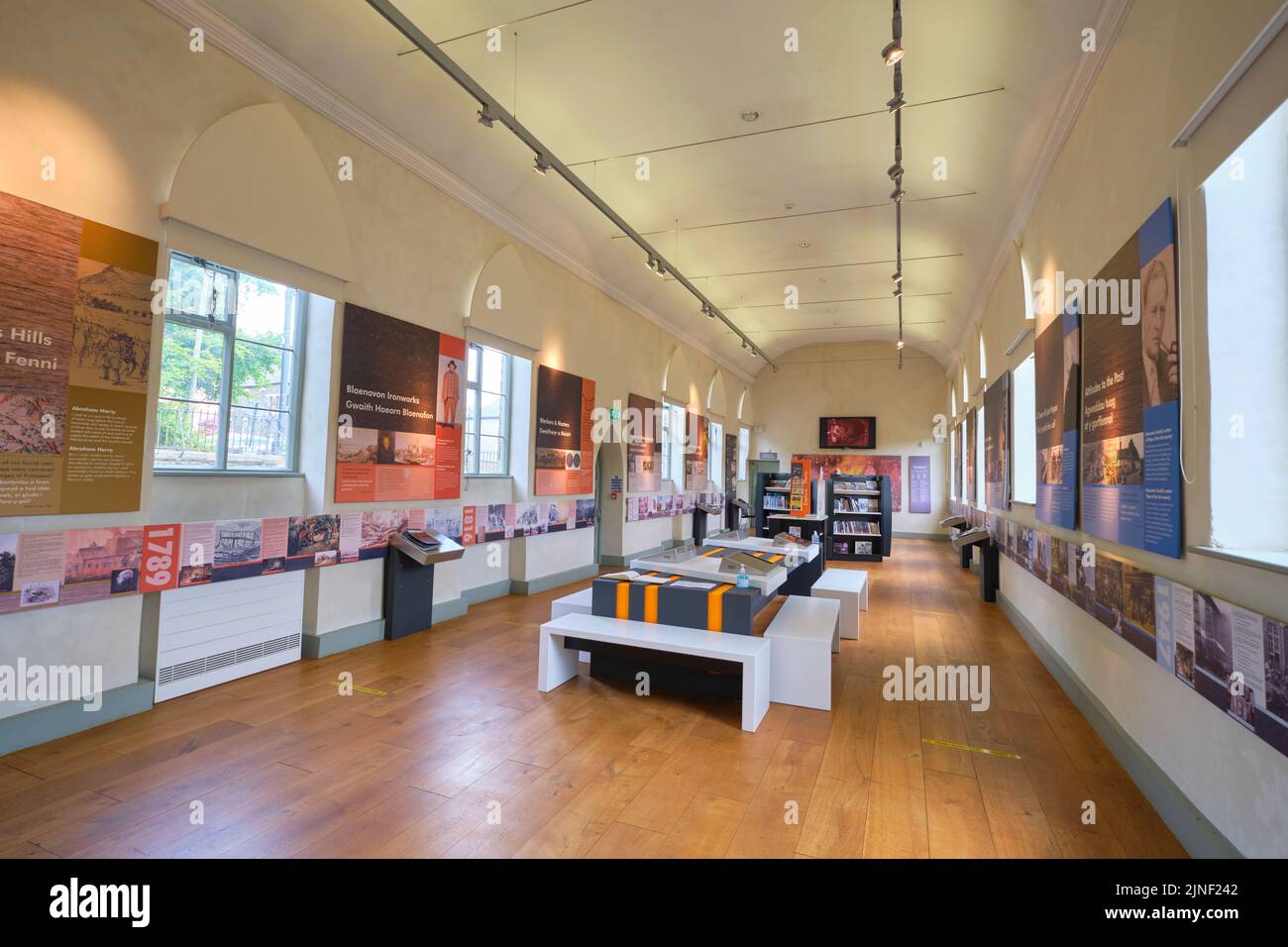 The main museum display, exhibition area, showing a timeline of local ...