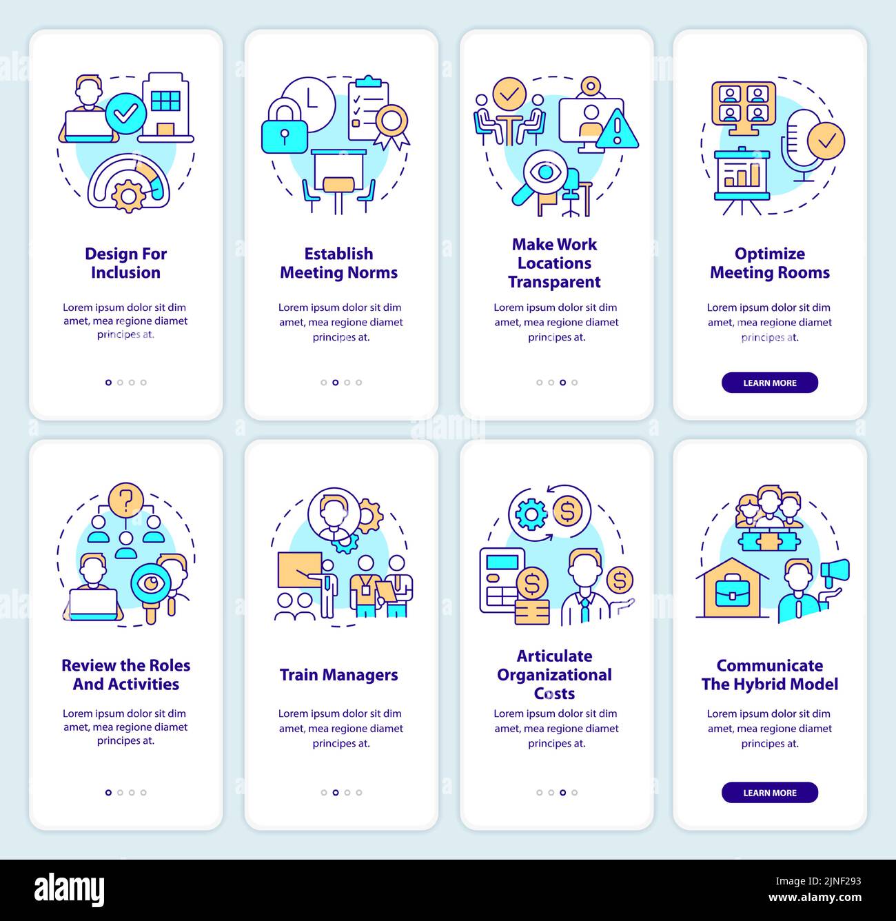 Hybrid workplace onboarding mobile app screen set Stock Vector Image & Art - Alamy