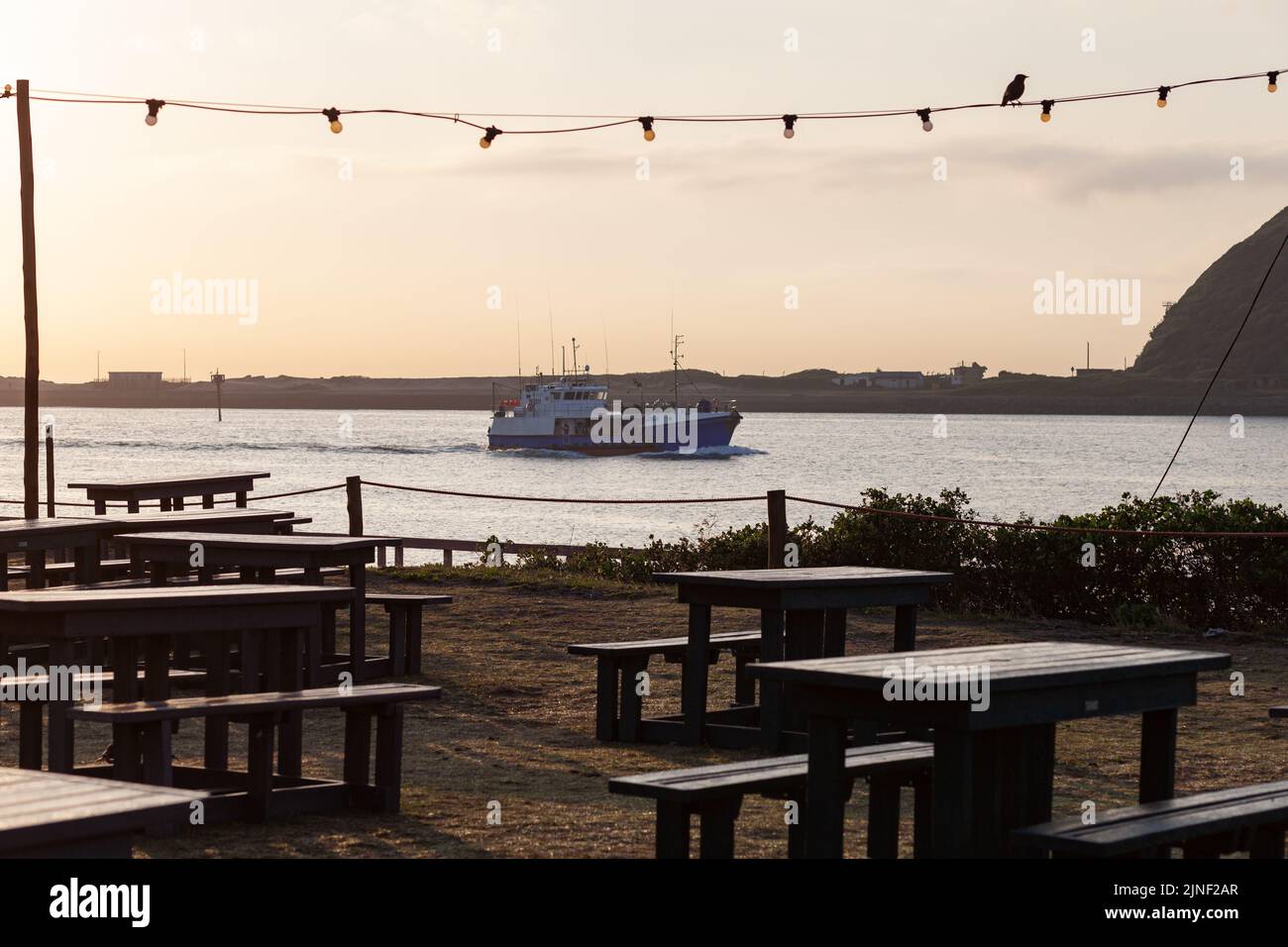 Durban Fishing Vessel arriving at Durban Port on an early winter August ...