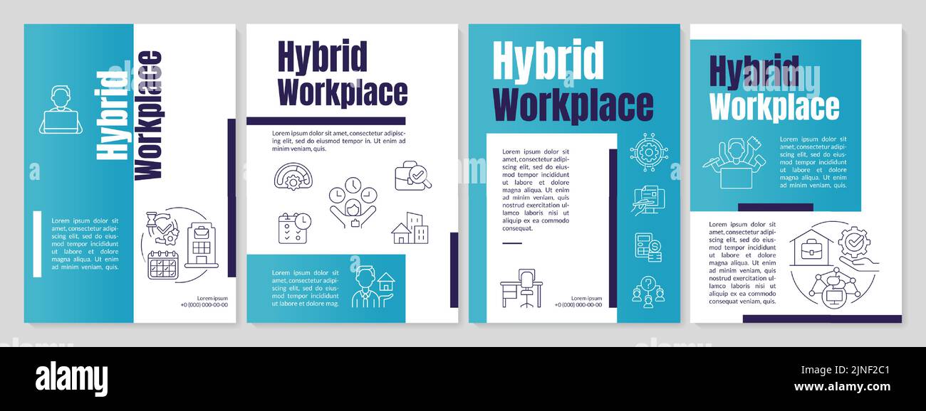 Hybrid workplace blue brochure template Stock Vector Image & Art - Alamy