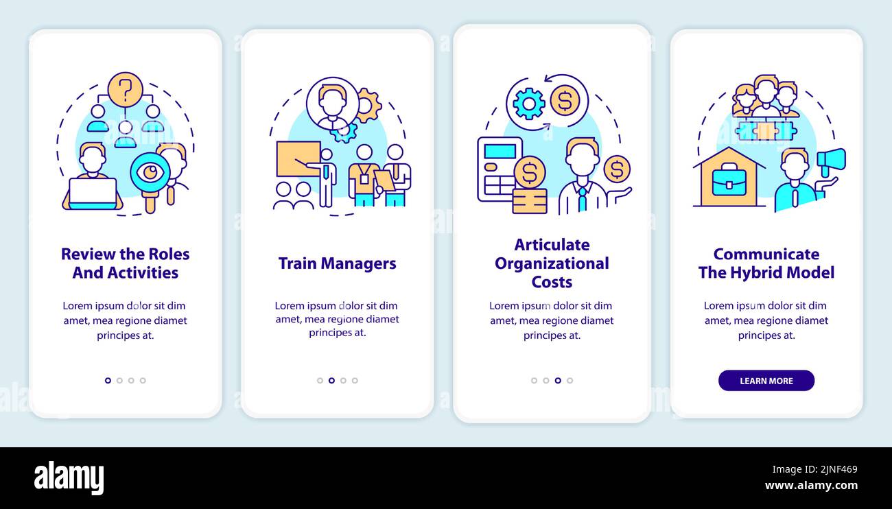 Steps to transformation onboarding mobile app screen Stock Vector Image ...