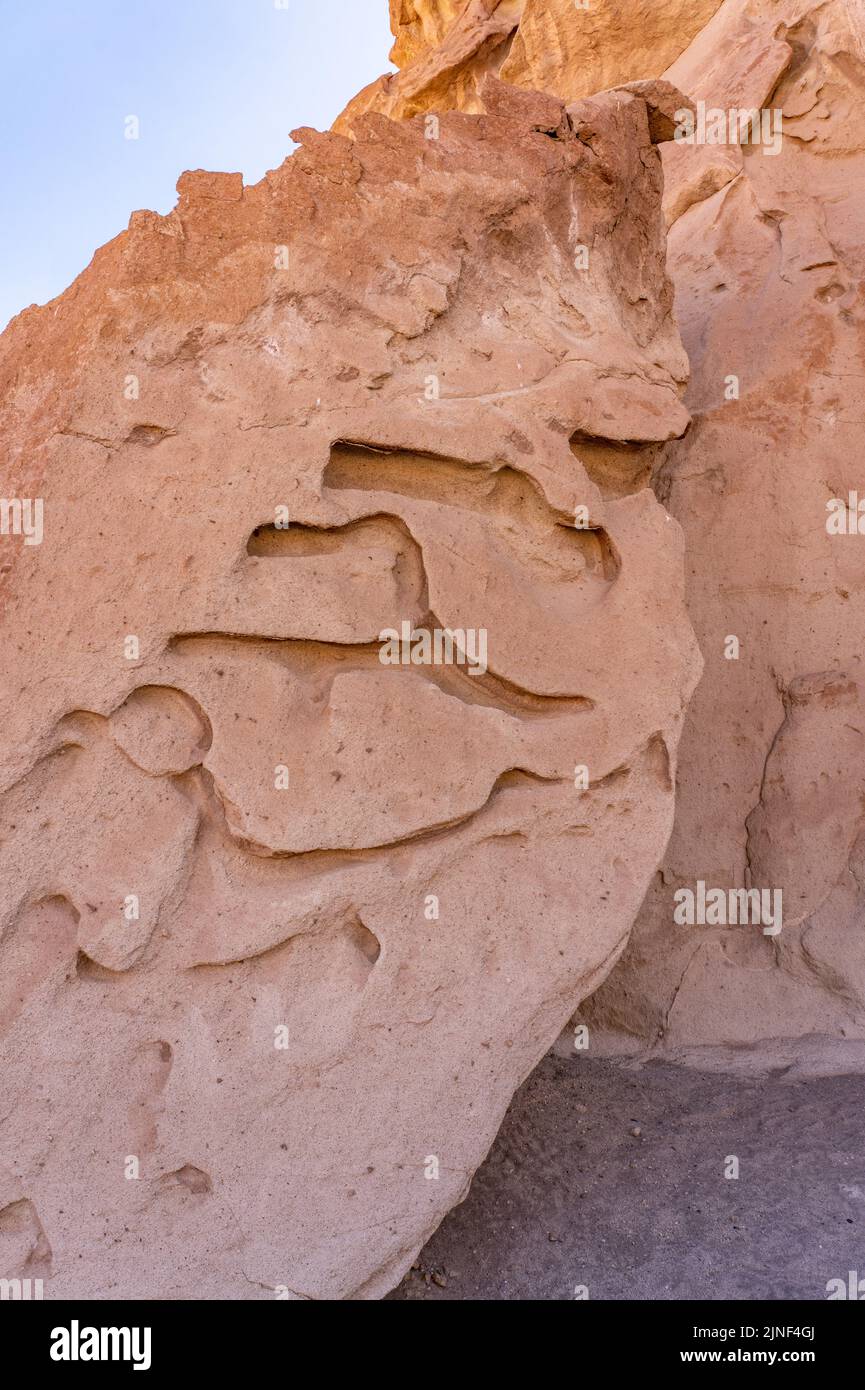 Natural erosion patterns in the rock at the Yerbas Buenas Petroglyph ...