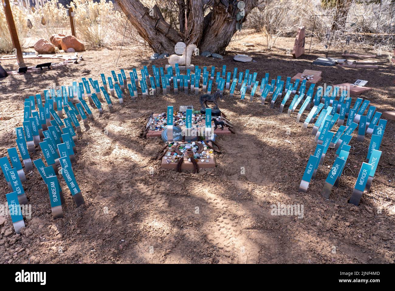 Memorial markers for a pet horses in the Angels Rest Memorial Park pet ...