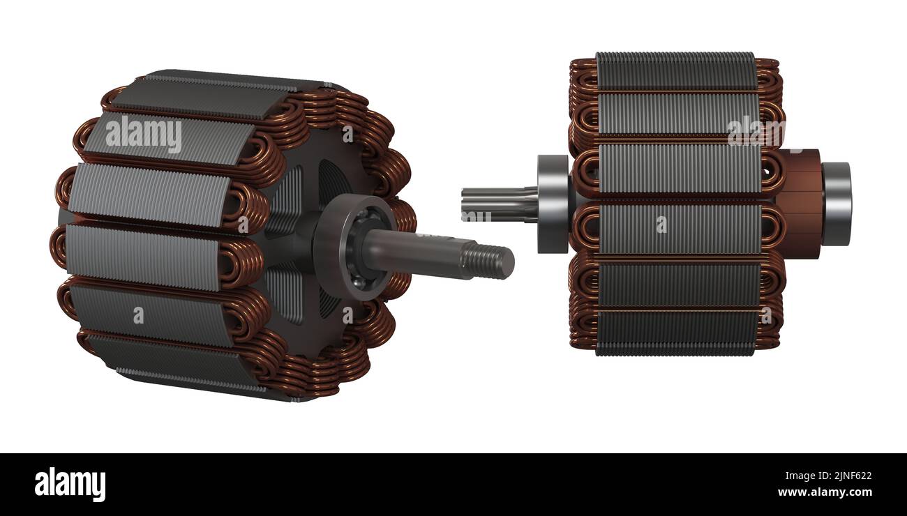 Direct current motor 3D rendering isolated on white background Stock ...