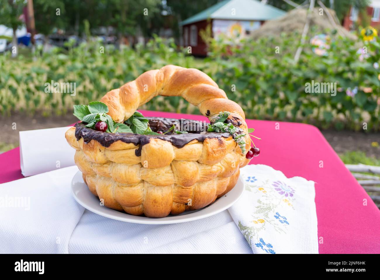 Concept of homemade bread, natural farm products, domestic production ...