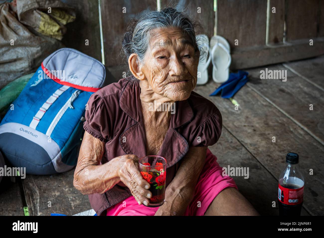 Albuela Emi is an 80-year-old plus living in the Peruvian Amazon Stock ...